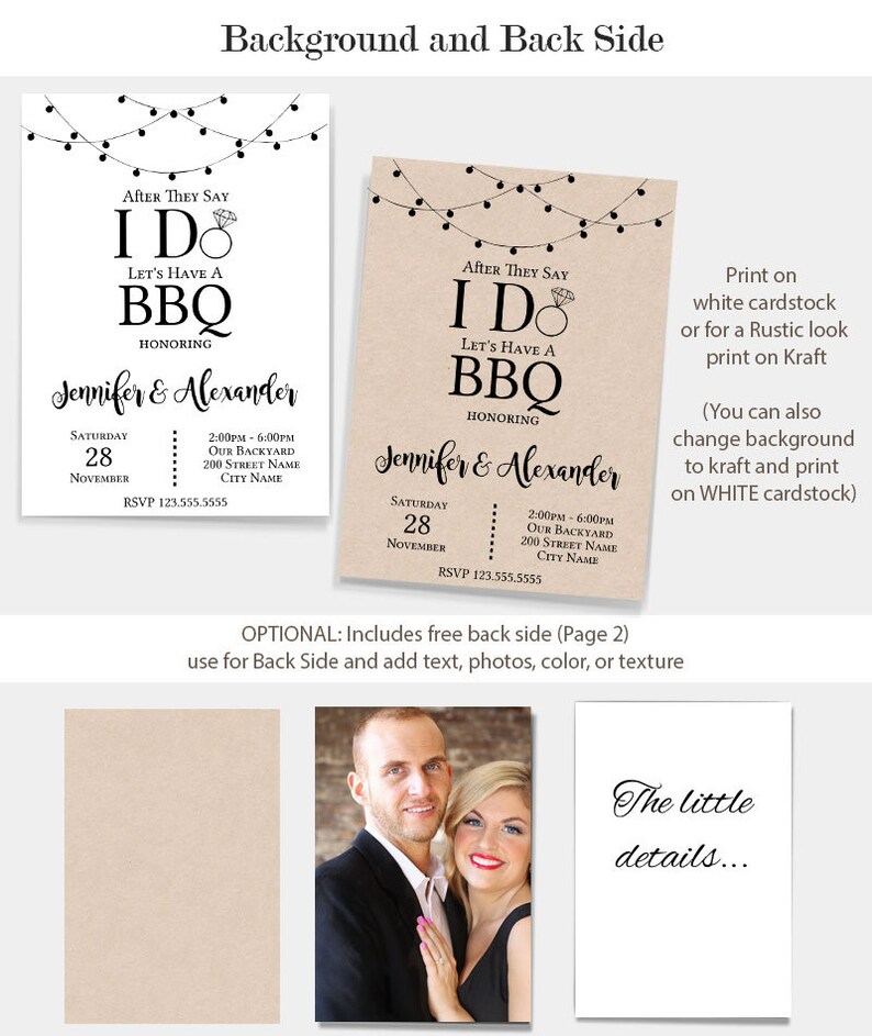 Bbq Invitation Printable Post Wedding Invite Editable | Etsy