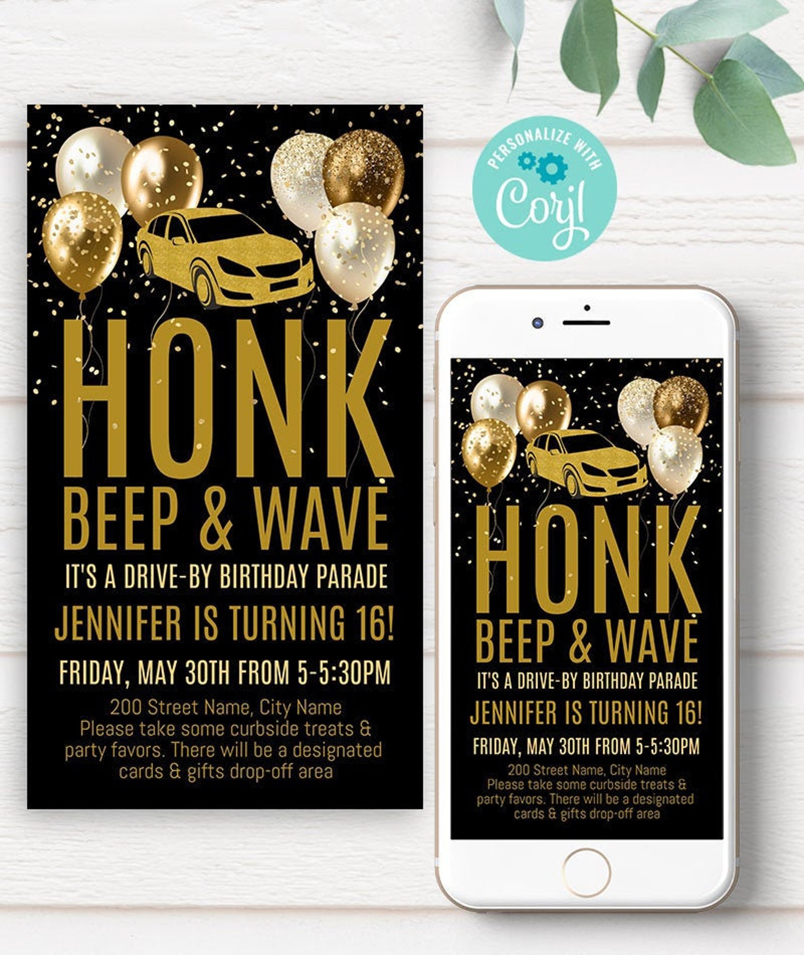 Drive-by Birthday Parade Invite Quarantine Party Text | Etsy