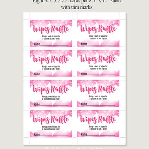 Wipes Raffle Tickets and Sign, Printable Files, Instant Download, Not ...