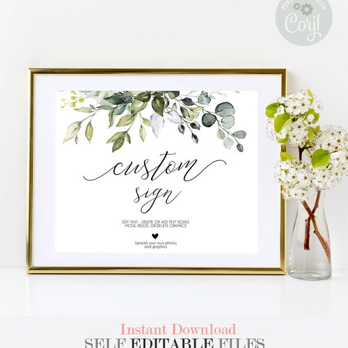 Custom Sign Greenery Wedding Printable Instant Download - Etsy
