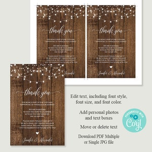 Rustic Thank You Card, Printable Letter, Editable Template, Edit With ...