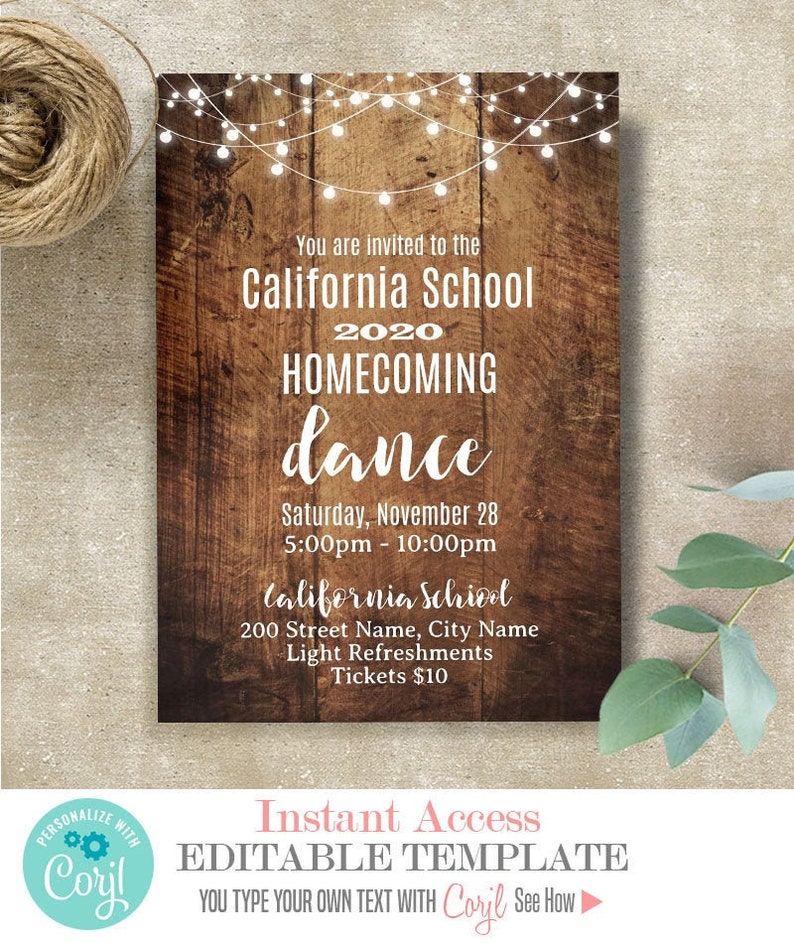 Homecoming Dance Invitation, Prom Dance Invite, Instant Download ...