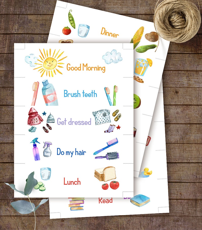 Kids Visual Schedule, Printable Daily Routine for Toddlers, Instant ...