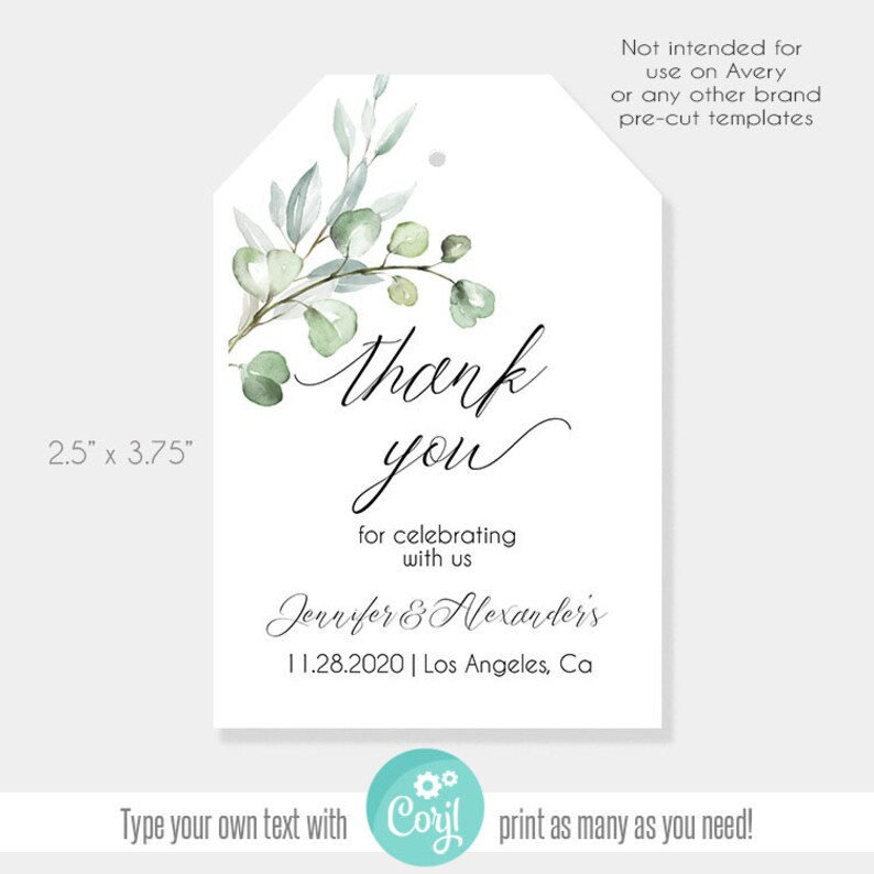 Printable Tag Watercolor Greenery Boho Tags Printable - Etsy