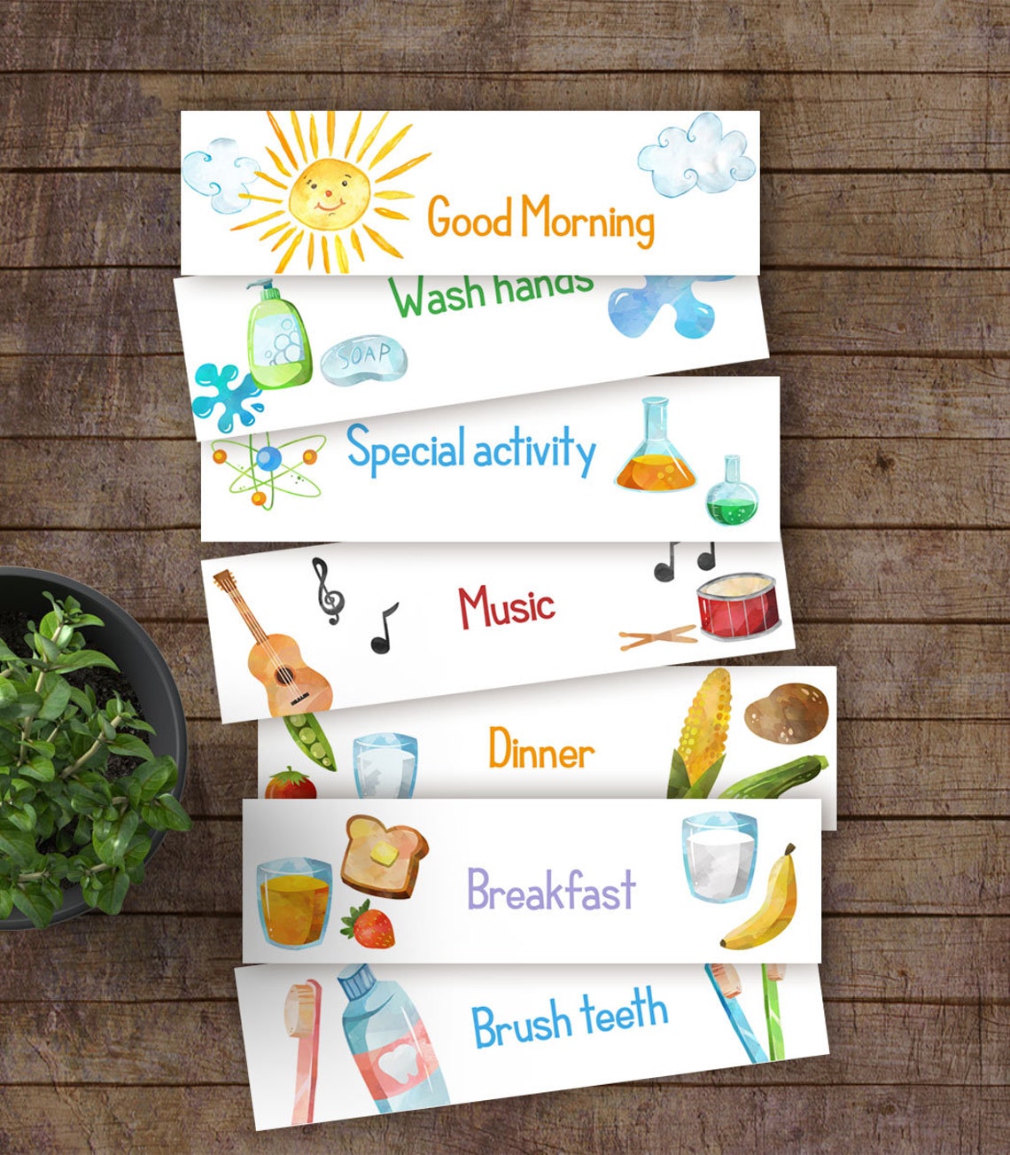 Kids Visual Schedule, Printable Daily Routine for Toddlers, Instant ...