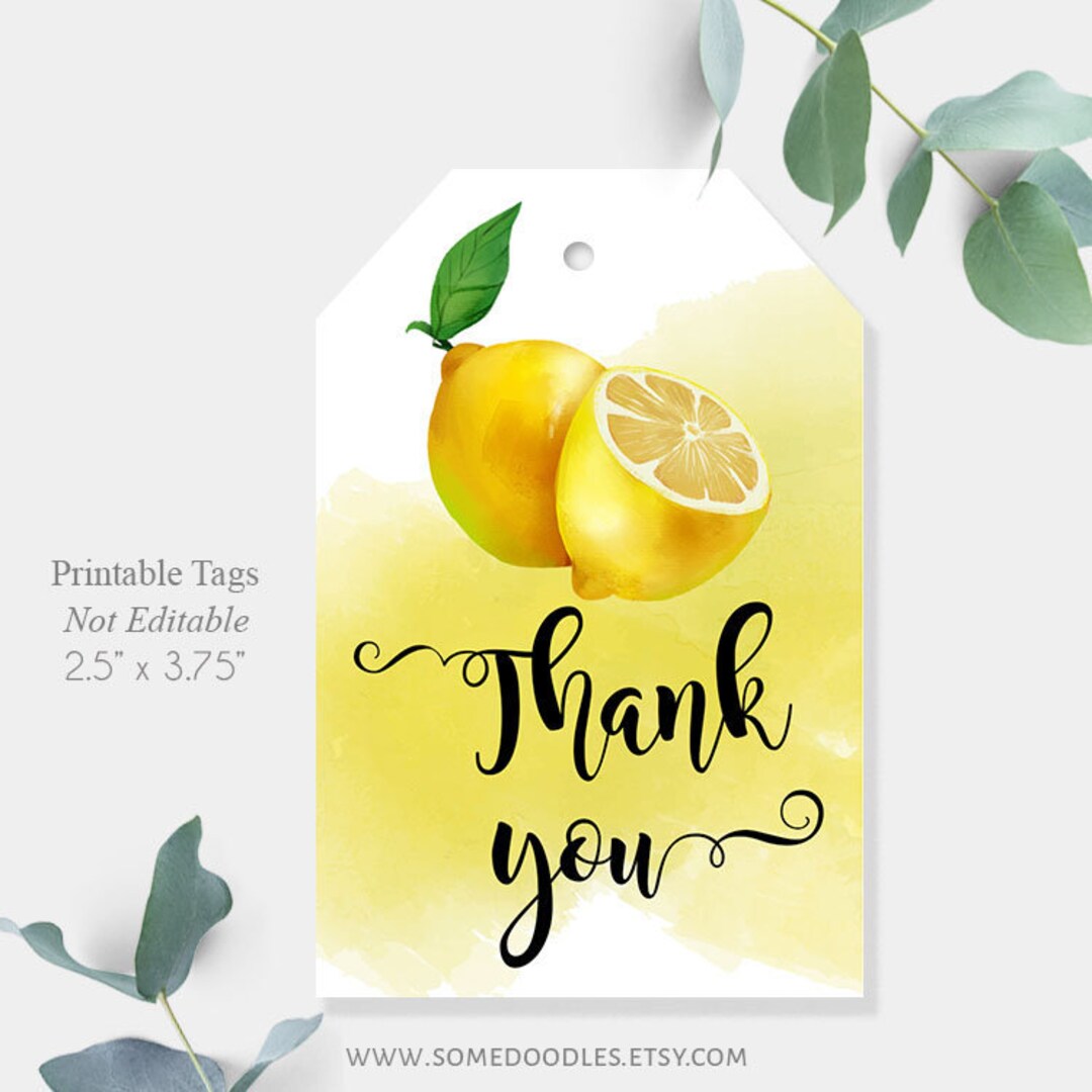 Lemon Citrus Favor Tags, Printable Gift Tags, Instant Download, Not ...