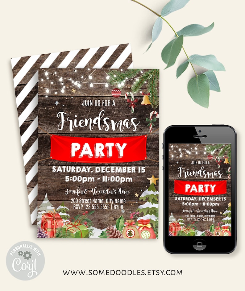 Friendsmas Party Invitation Christmas Instant Download - Etsy