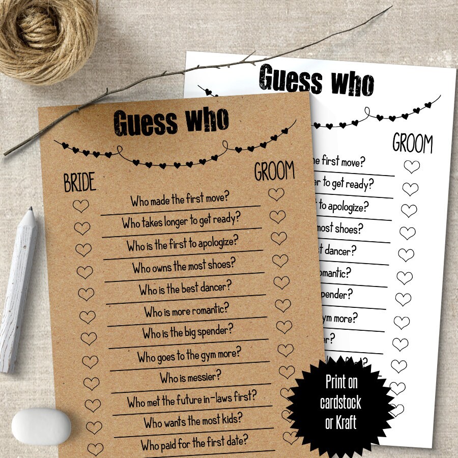 Guess Who game Spanish and English Bridal shower games | Etsy