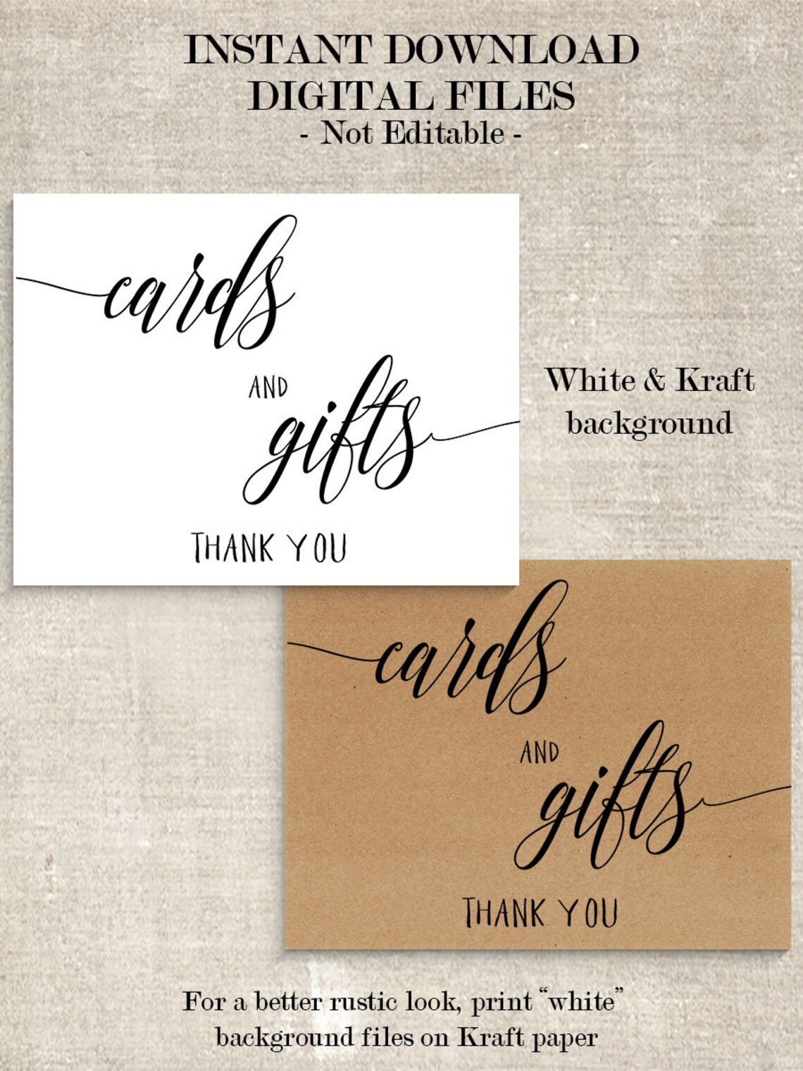Gifts and Cards Signs Instant Download Printable White and - Etsy
