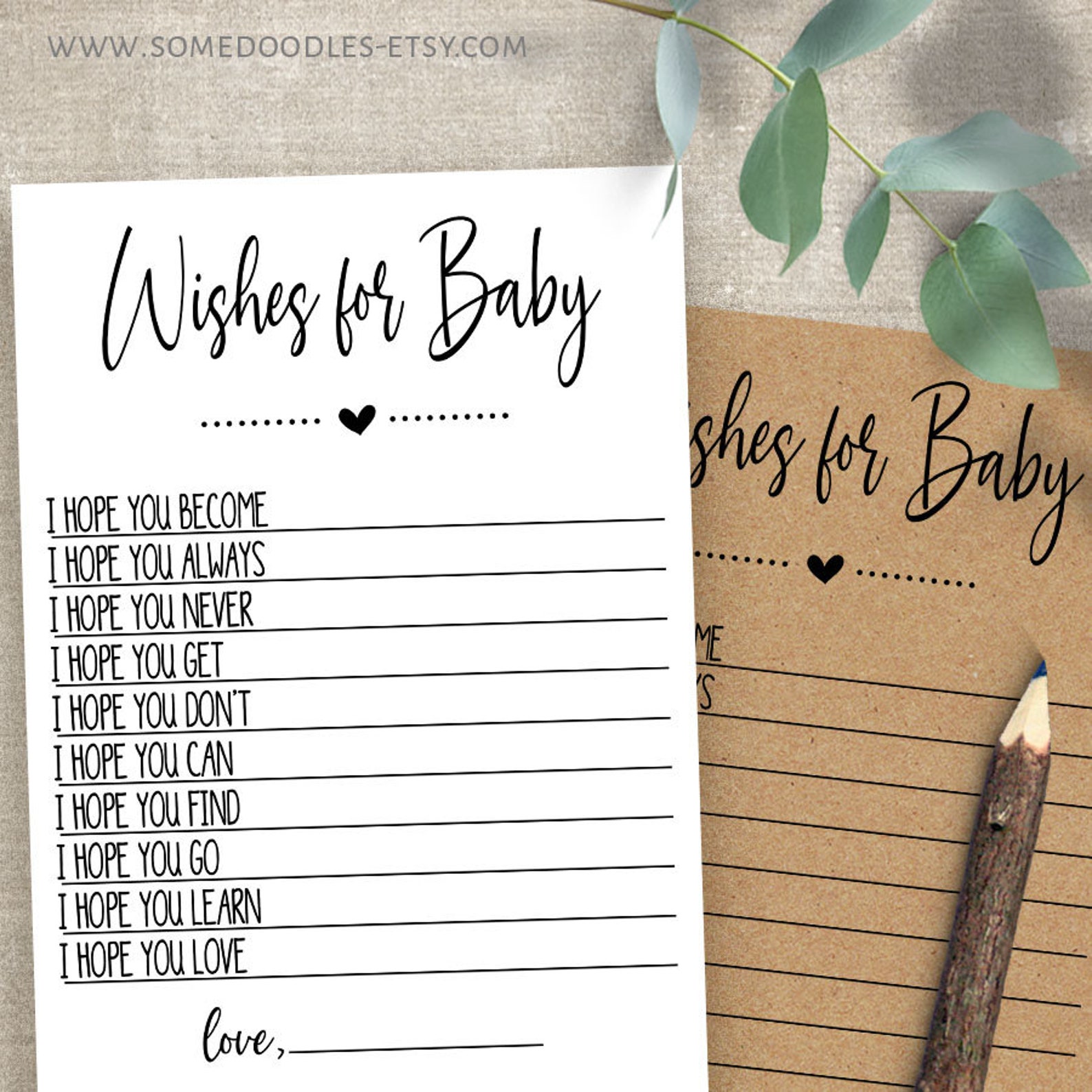 Baby Shower Games and Activities Printable Wishes for Baby | Etsy
