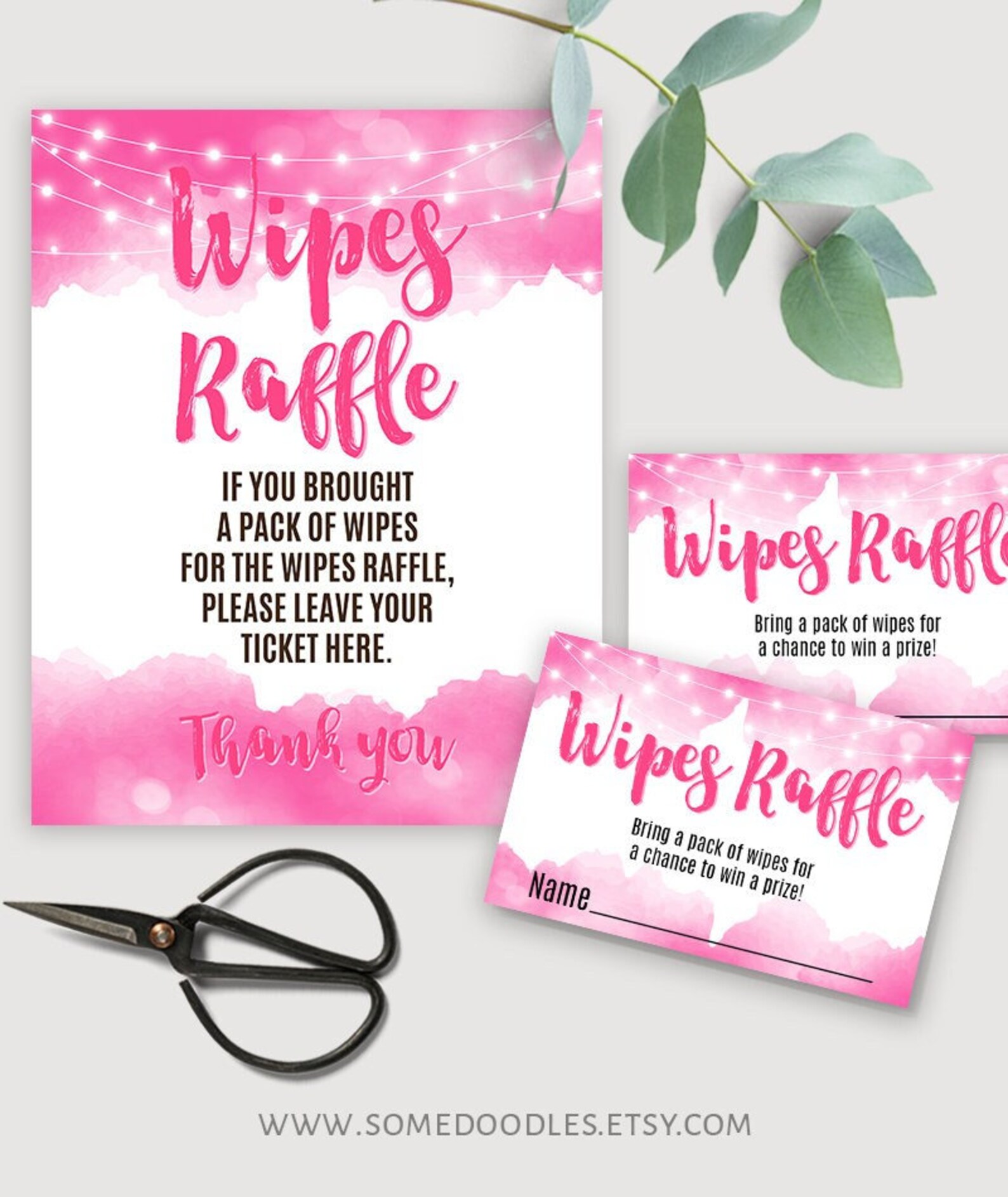 Wipes Raffle Tickets and Sign, Printable Files, Instant Download, Not ...