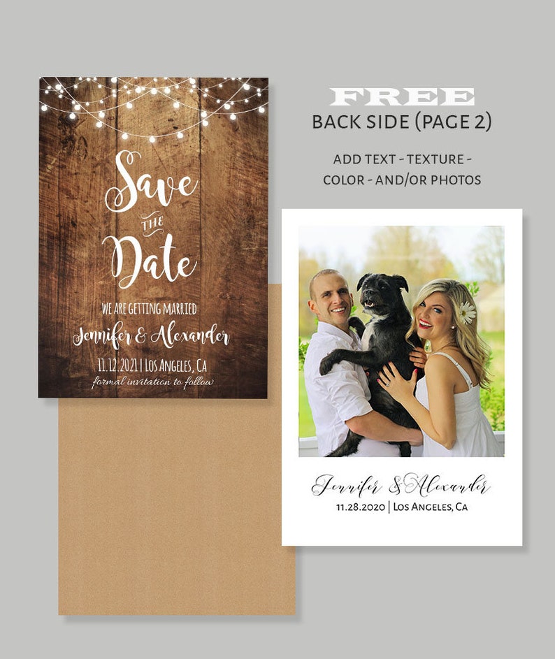 Rustic Save the Date Card, Printable Editable Template, Instant ...
