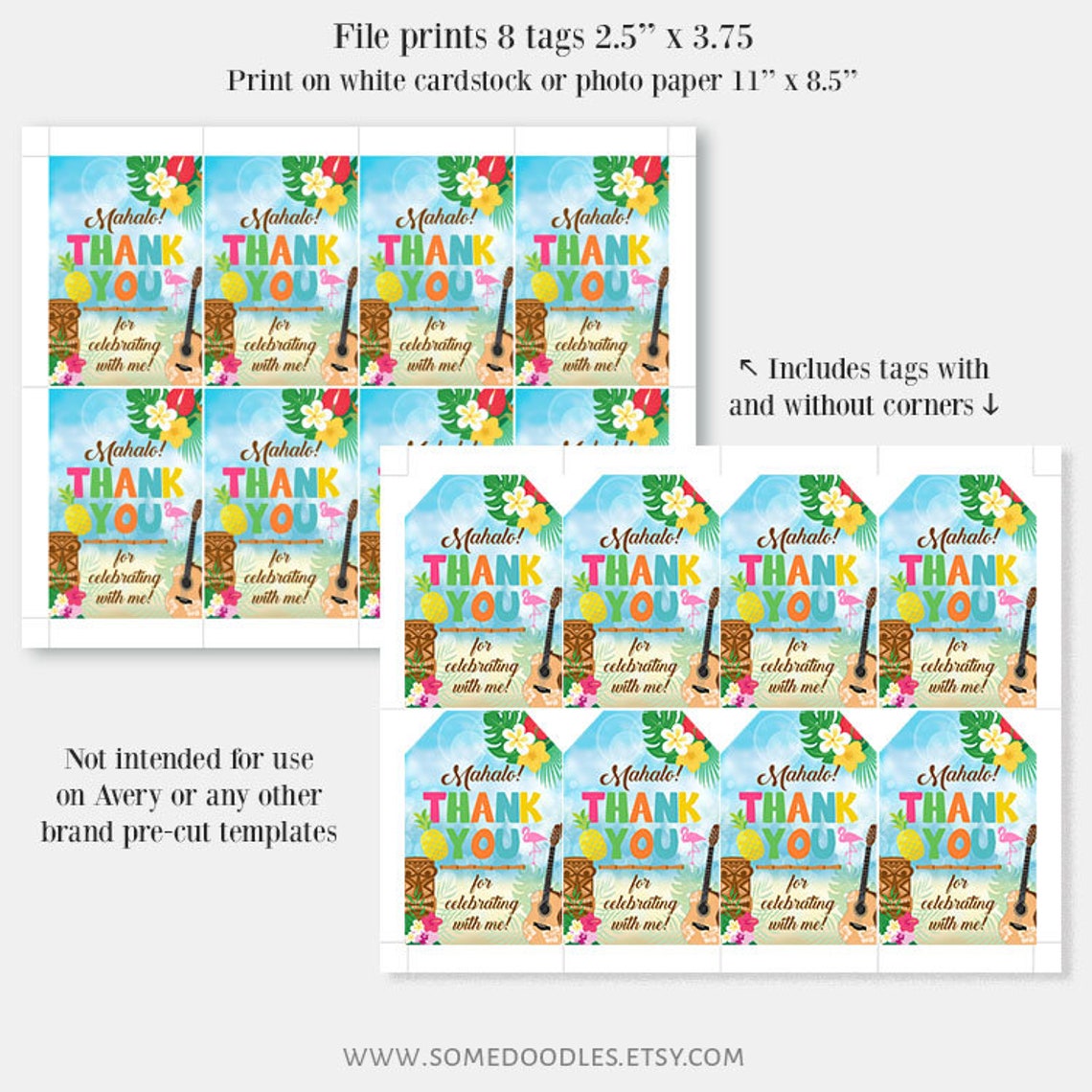 Luau Favor Tags Printable Gift Tags Instant Download Not - Etsy