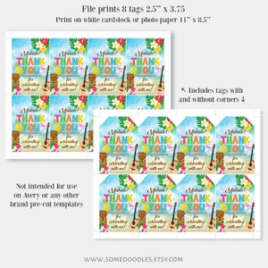 Luau Favor Tags, Printable Gift Tags, Instant Download, Not Editable ...