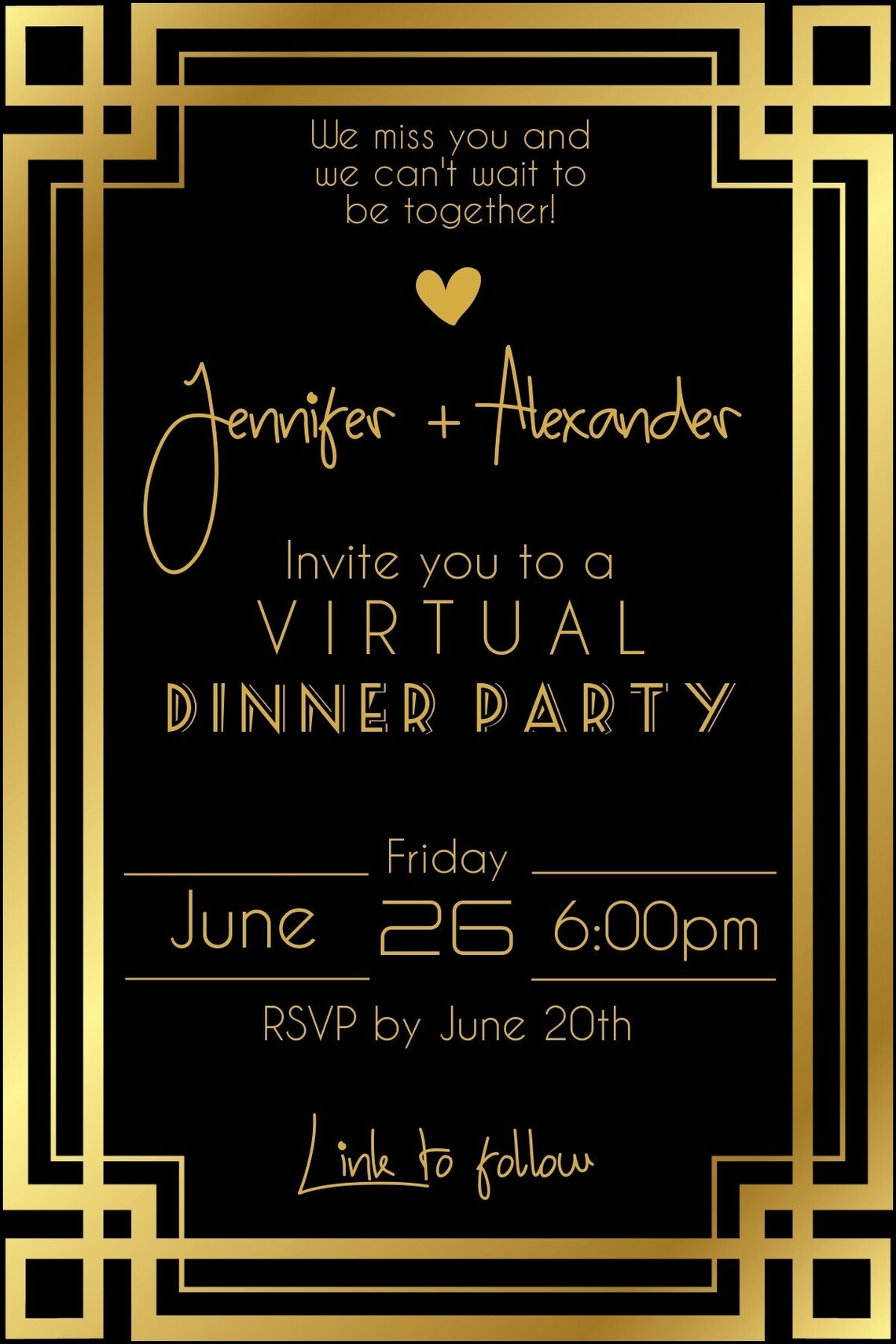 Virtual Dinner Party Invitation Social Media Editable - Etsy