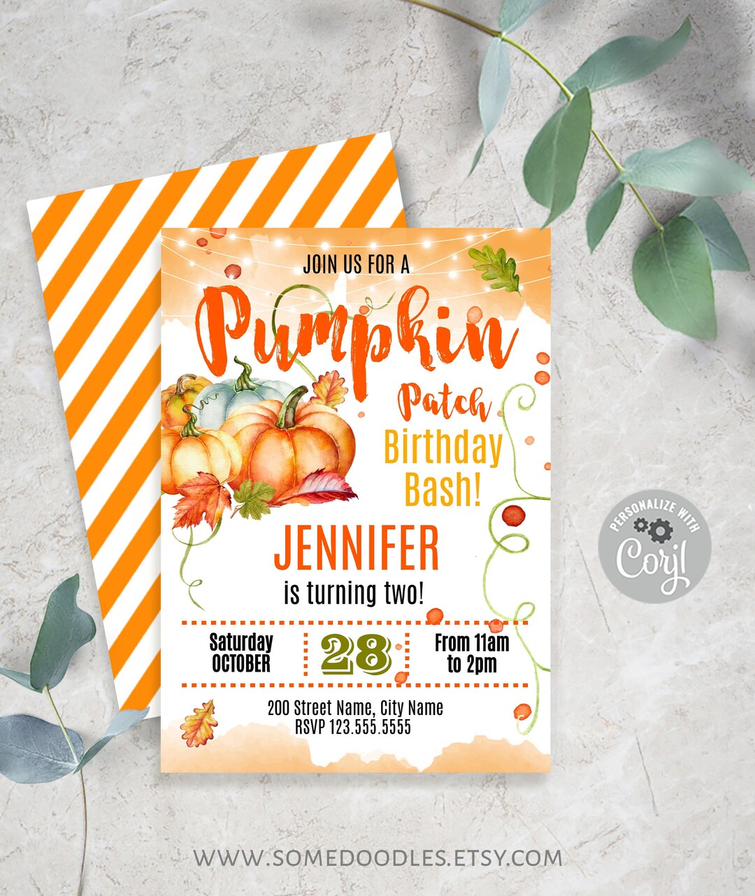Pumpkin Patch Birthday Invitation, Editable Template, Instant Download ...