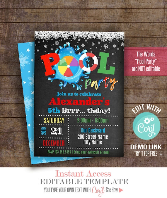 Winter Pool Party Invitation Wording