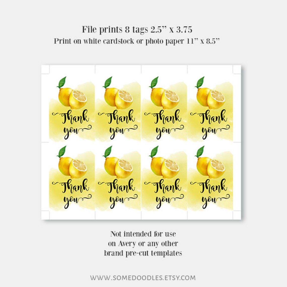 Lemon Citrus Favor Tags Printable Gift Tags Instant - Etsy