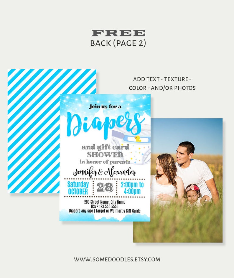 Diapers Party Invitation, Printable, Editable Template, Instant ...