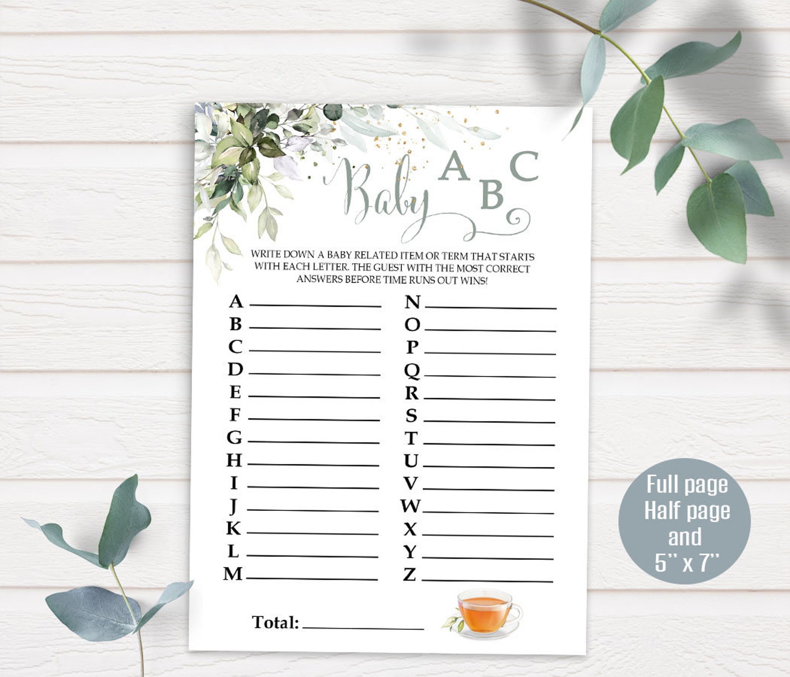 Baby Shower Games Printable Baby ABC Game Instant Download | Etsy
