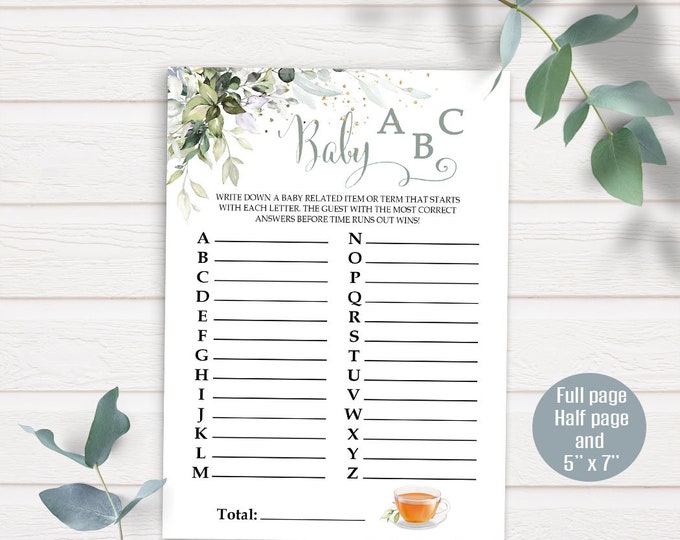 Baby Shower Games Printable Baby ABC Game Instant Download - Etsy