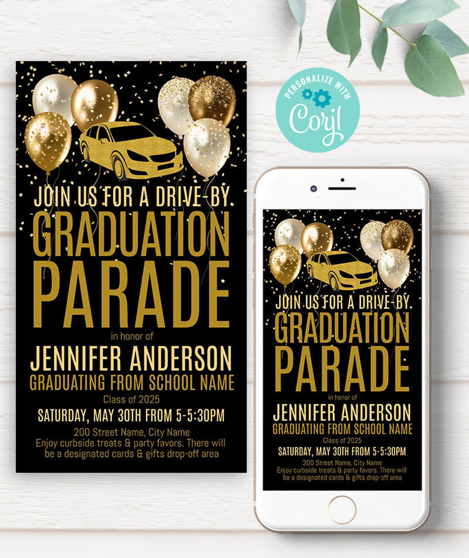 Drive-by Graduation Parade Invite Quarantine Grad Party Text - Etsy