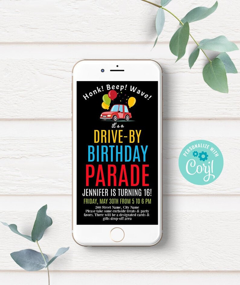 Drive-by Birthday Parade Invitation Quarantine Party Text - Etsy