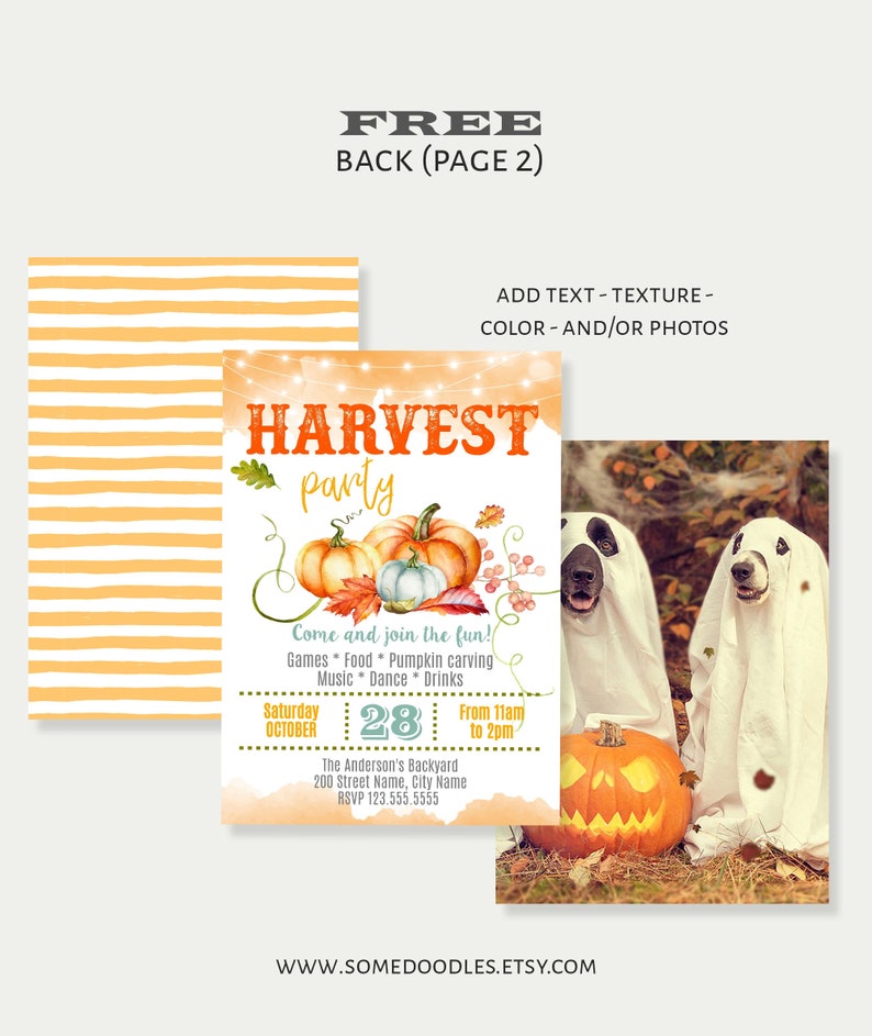 Harvest Party Invitation, Self-editable Template, Instant Download ...