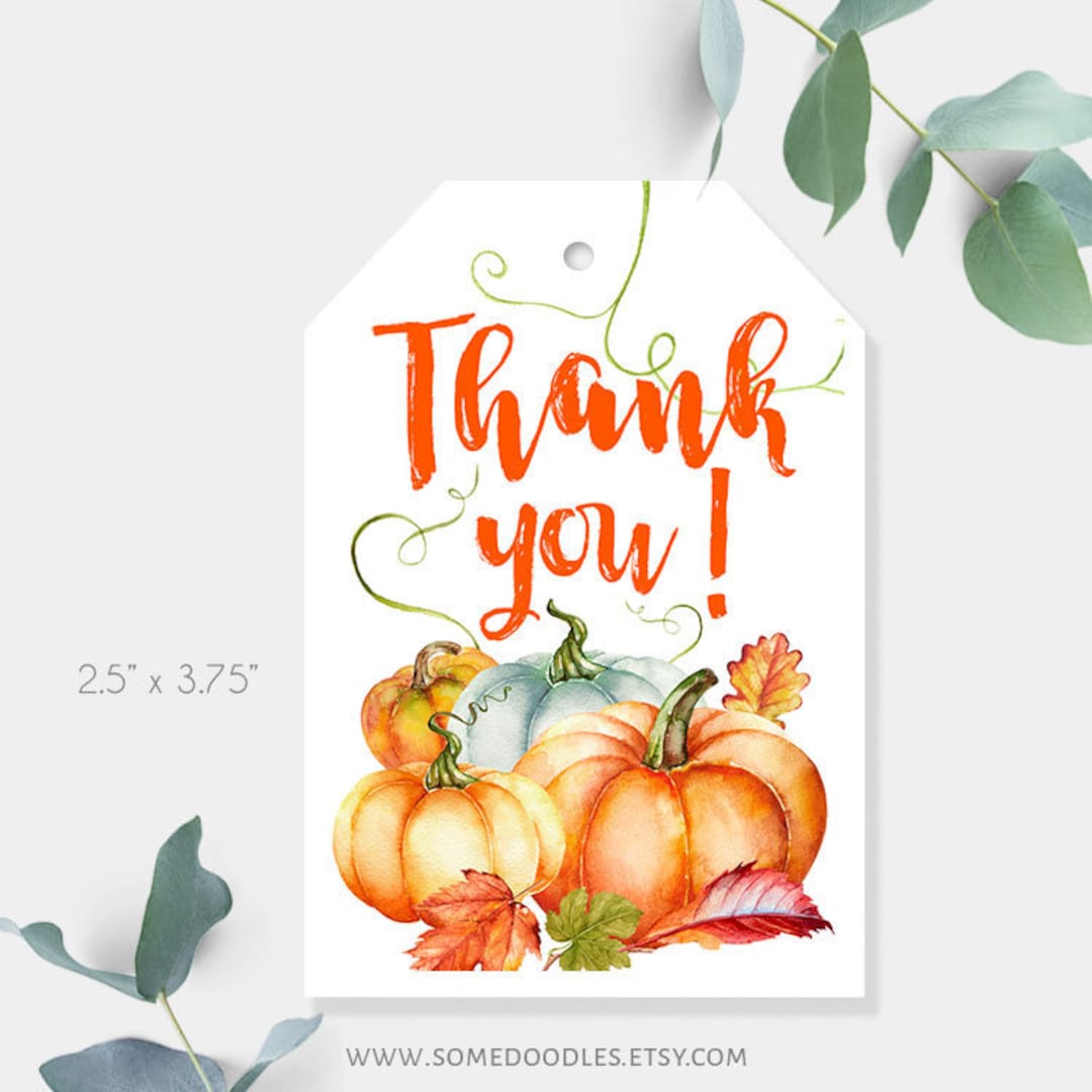 Pumpkin Thank You Tags, Printable Favor Tags, Instant Downlaod, Not ...