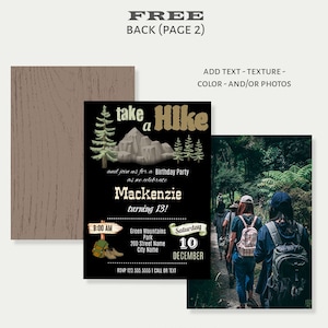 Hiking Birthday Party Invitation, Self-editable Template, Instant ...