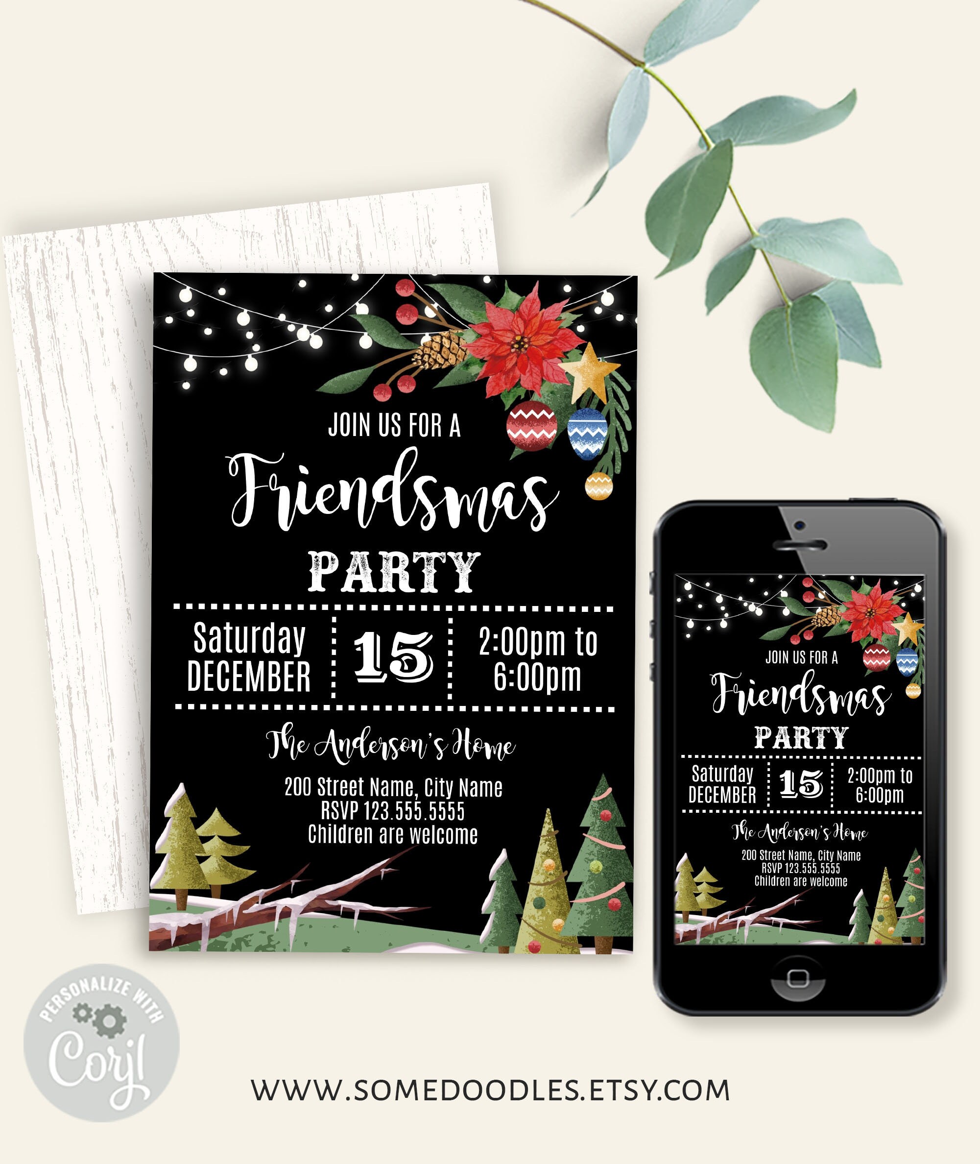 Friendsmas Party Invitation Christmas Instant Download - Etsy UK