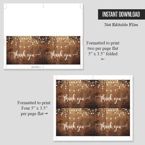 Printable Rustic Thank You Cards, Not Editable, Printable, A4025 - Etsy