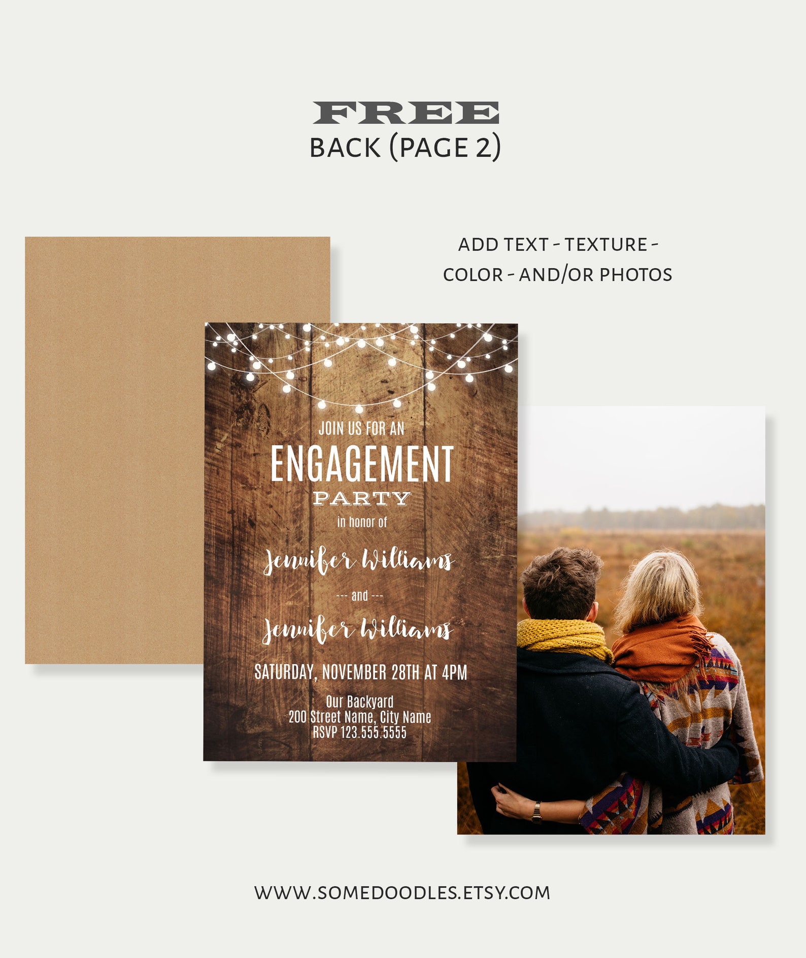 Rustic Engagement Party Invitation Printable Self-editable | Etsy