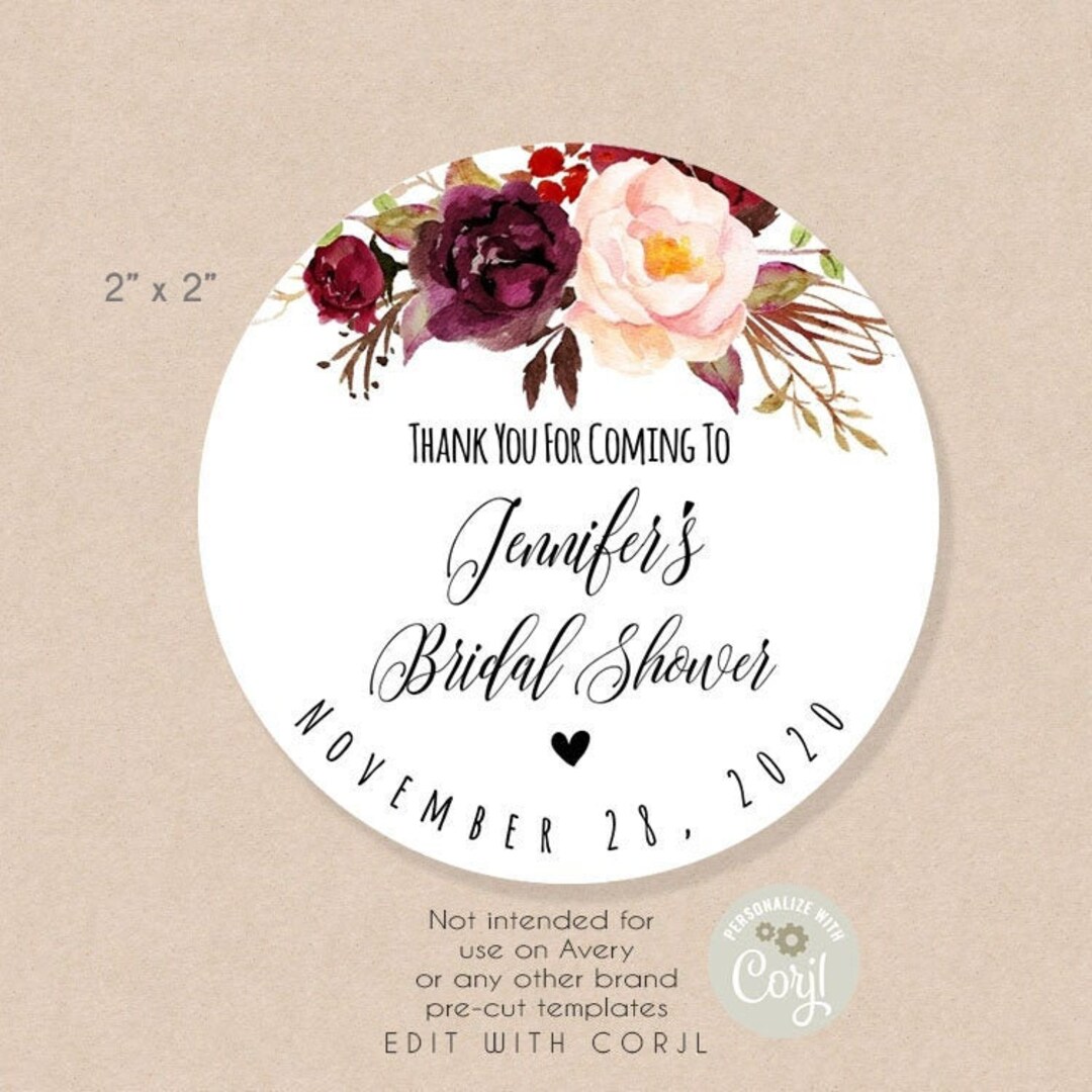 Printable Round Tag, Editable Floral Tag, Editable Template, Edit With ...