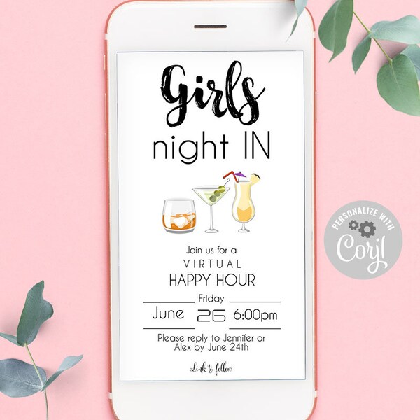 Virtual Girls Night in Invitation - Etsy