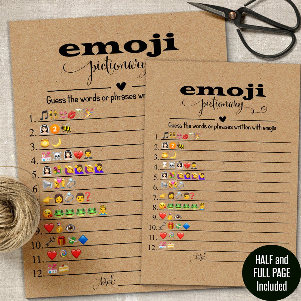 Spanish and English Emoji Pictionary Game Bridal Shower - Etsy