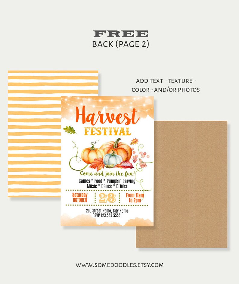 Harvest Festival Invitation, Self-editable Template, Instant Download ...