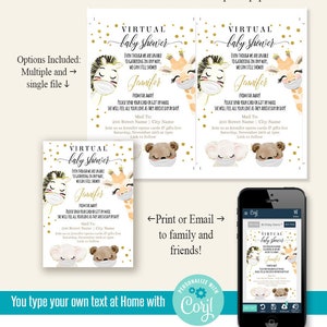 Virtual Baby Shower Invitation, Print or Email, Editable Template, Edit ...