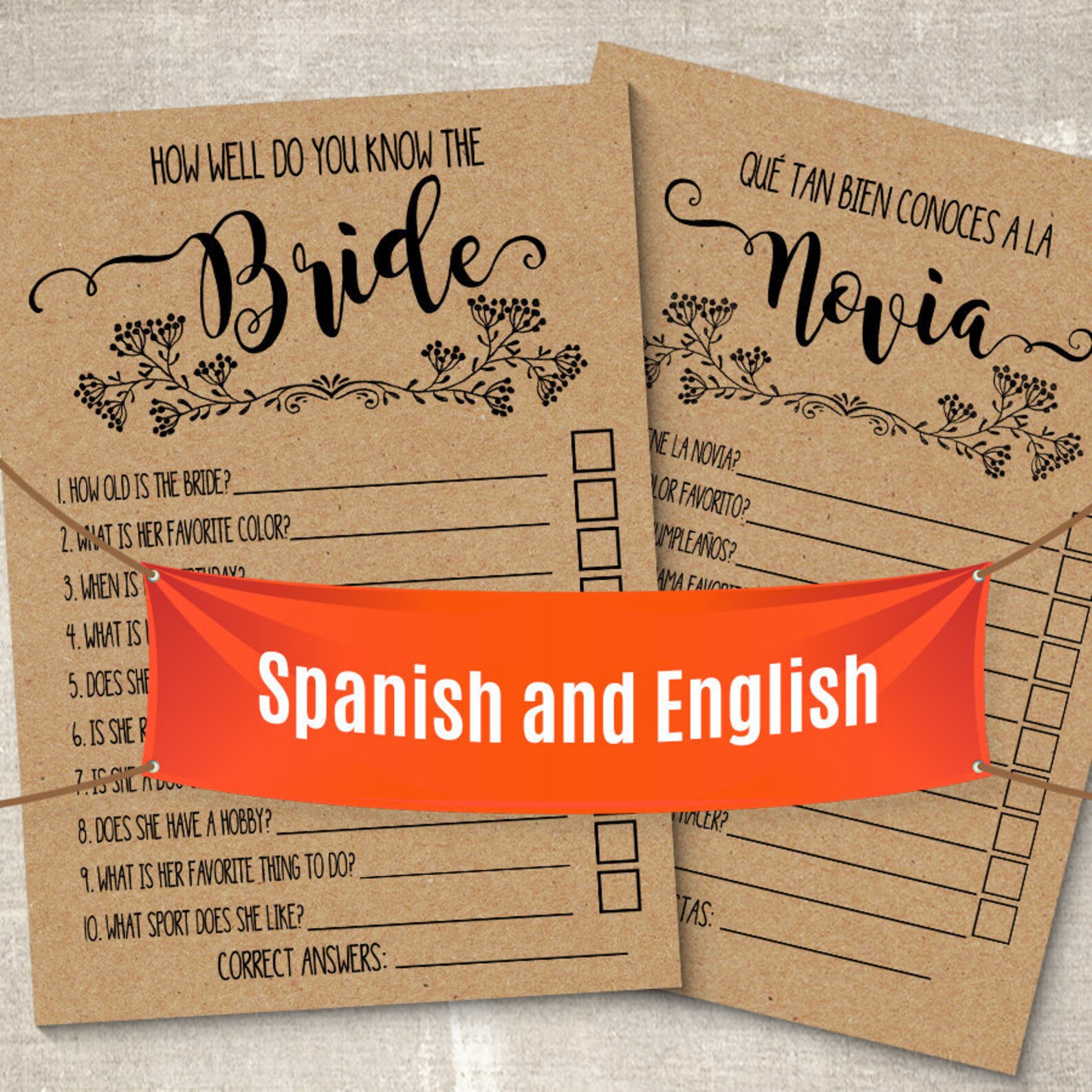 How Well Do You Know the Bride Game Spanish and English - Etsy