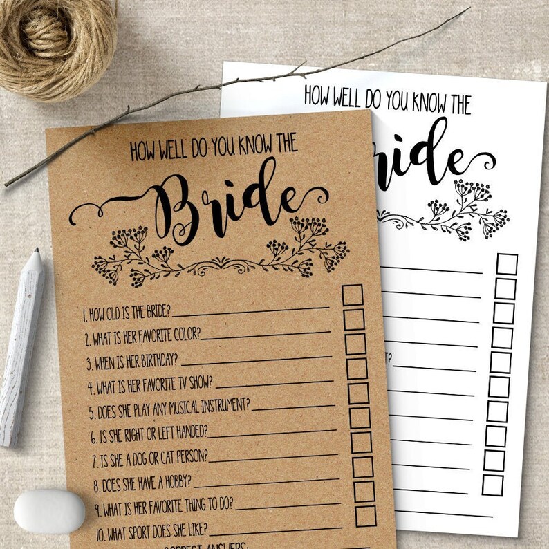 How Well Do You Know the Bride Game Bridal Shower Games - Etsy