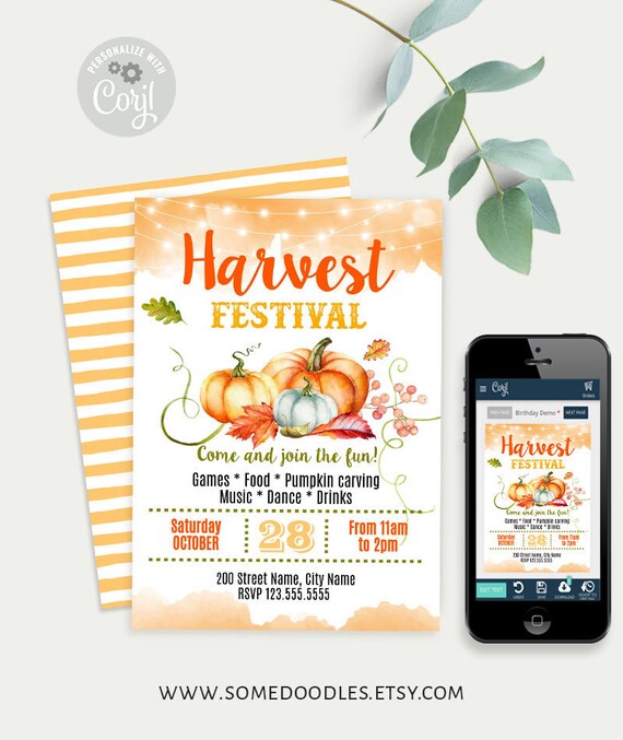 Harvest Festival Invitation Self-editable Template Instant - Etsy