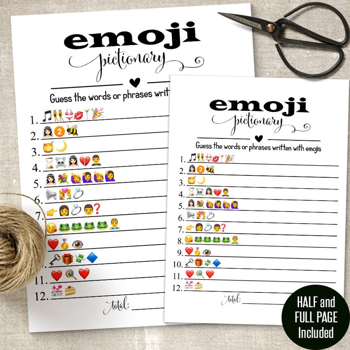 Bridal Shower Games Emoji Pictionary Game Couples Shower | Etsy