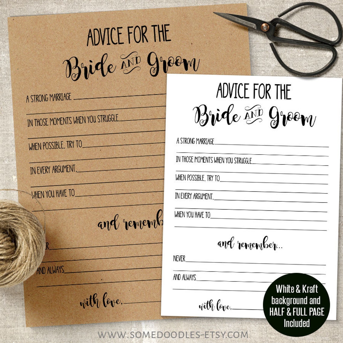 Advice for the Bride and Groom Bridal Shower Games and - Etsy
