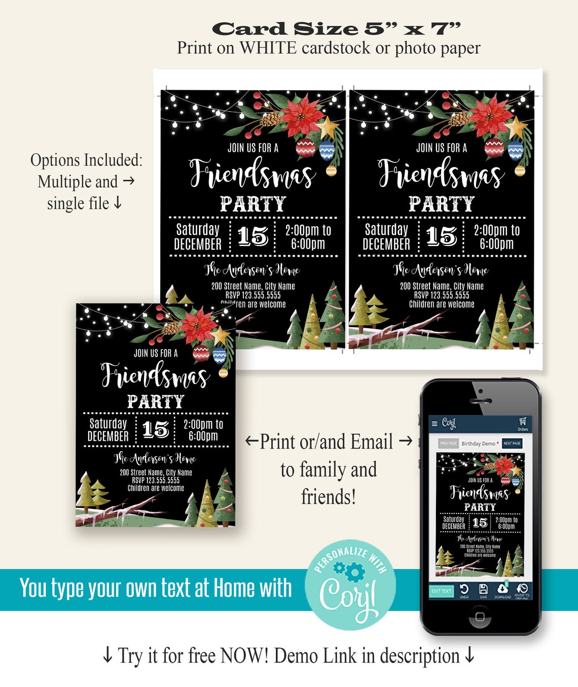 Friendsmas Party Invitation Christmas Instant Download - Etsy