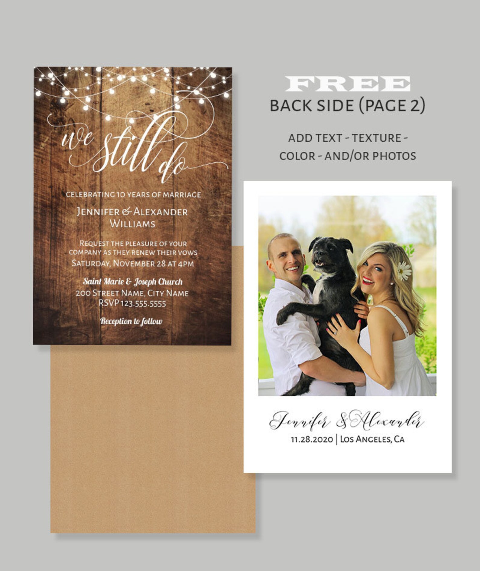 Rustic Vow Renewal Invitation, Wedding Anniversary Invite, Printable ...