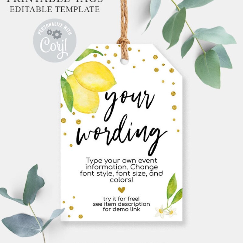Lemon Theme Favor Tags - Etsy
