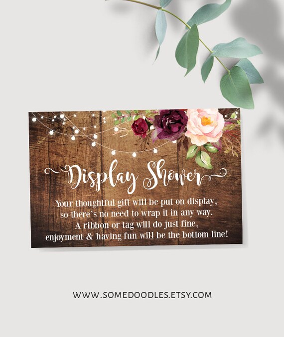 Rustic Floral Display Shower Cards Printable Not Editable PDF - Etsy