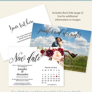 New Date Wedding Announcement, Printable Editable Template, Instant ...