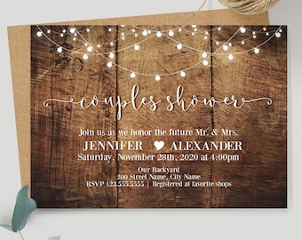 Rustic Couples Shower Invitation Printable Wedding Templates | Etsy