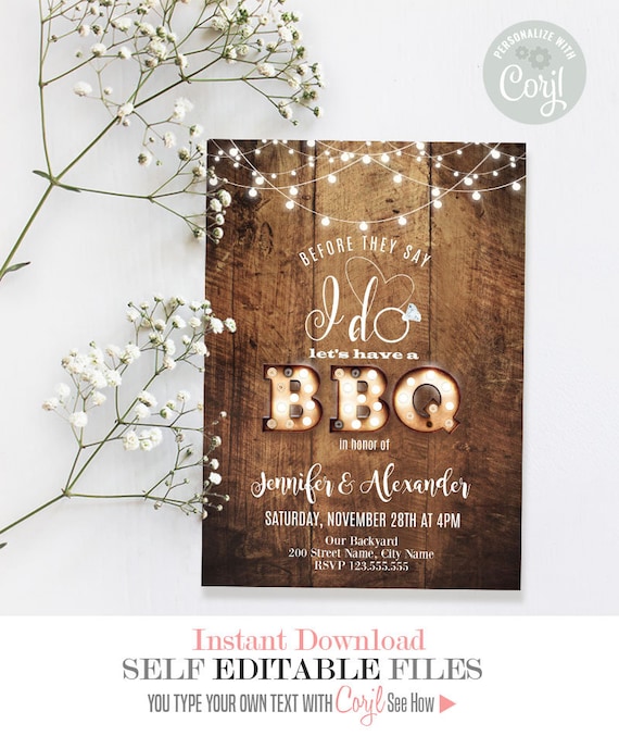 BBQ Invitation Before They Say I Do Bbq Printable Editable | Etsy